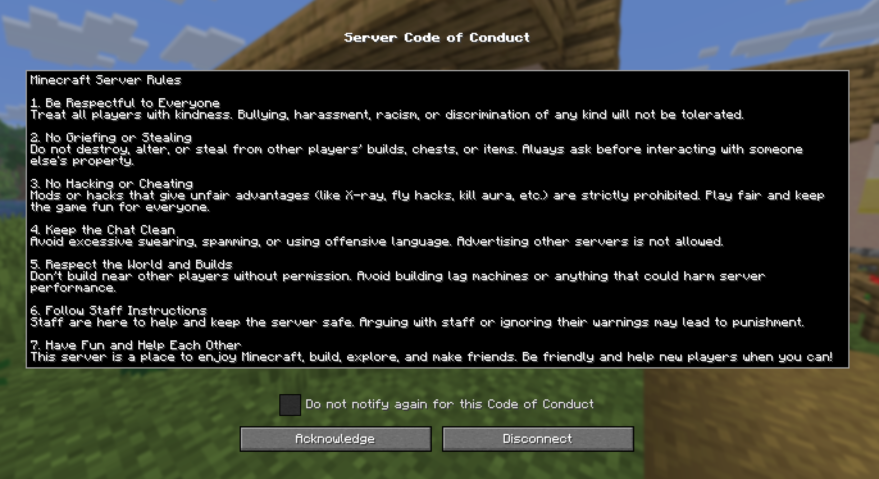 Adding a server code of conduct (Minecraft: Java Edition) – Aternos ...